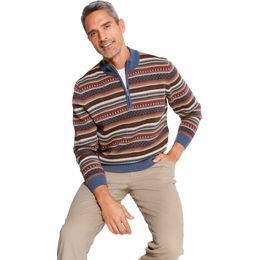Herren Stehkragenpullover im Norweger-Strickmuster jeansblau-gemustert, Gr&ouml;&szlig;e 48