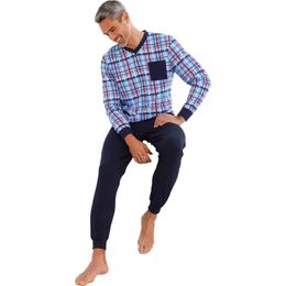 Herren Schlafanzug mit Karo-Muster himmelblau-kariert, Gr&ouml;&szlig;e 44/46