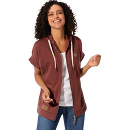 Damen Sweatjacke mit Kapuze rotbraun, Gr&ouml;&szlig;e 44