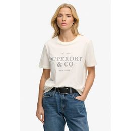 Superdry & Co T-Shirt Damen Gr&ouml;&szlig;e S creme / grau