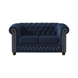 S-STYLE Chesterfield Einzelsofa Cleo Blink blau Ma&szlig;e (cm): B: 148 H: 72 Sofas > Sofas nach Material > Stoffsofas &raquo; Sofa DE