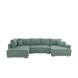 Wohnlandschaft mit Schlaffunktion Lemie gr&uuml;n Ma&szlig;e (cm): B: 356 H: 85 T: 218.0 Sofas > Sofas nach Material > Stoffsofas &raquo; Sofa DE