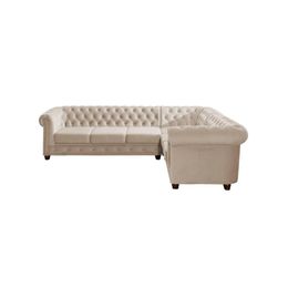 S-STYLE Chesterfield Ecksofa Cleo Blink beige Ma&szlig;e (cm): B: 264 H: 72 Sofas > Sofas nach Material > Stoffsofas &raquo; Sofa DE