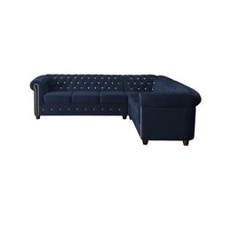 S-STYLE Chesterfield Ecksofa Cleo Blink blau Ma&szlig;e (cm): B: 264 H: 72 Sofas > Sofas nach Material > Stoffsofas &raquo; Sofa DE