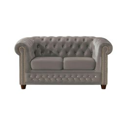 S-STYLE Chesterfield Einzelsofa Cleo Blink grau Ma&szlig;e (cm): B: 148 H: 72 Sofas > Sofas nach Material > Stoffsofas &raquo; Sofa DE