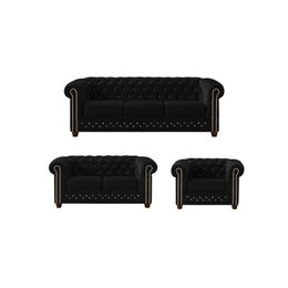 S-STYLE Chesterfield Polstergarnitur 3+2+1 Cleo Blink schwarz Ma&szlig;e (cm): B: 203 H: 72 Sofas > Sofas nach Material > Stoffsofas &raquo; Sofa DE