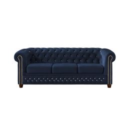 S-STYLE Chesterfield Einzelsofa Cleo Blink blau Ma&szlig;e (cm): B: 203 H: 72 Sofas > Sofas nach Material > Stoffsofas &raquo; Sofa DE