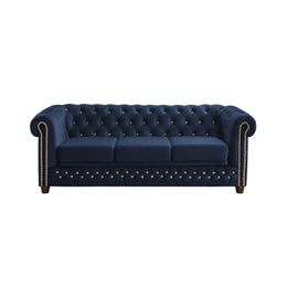 S-STYLE Chesterfield Einzelsofa Cleo Blink blau Ma&szlig;e (cm): B: 203 H: 72 Sofas > Sofas nach Material > Stoffsofas &raquo; Sofa DE