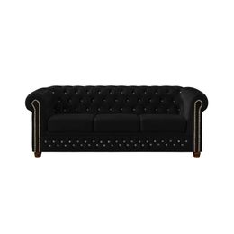 S-STYLE Chesterfield Einzelsofa Cleo Blink schwarz Ma&szlig;e (cm): B: 203 H: 72 Sofas > Sofas nach Material > Stoffsofas &raquo; Sofa DE