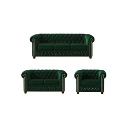S-STYLE Chesterfield Polstergarnitur 3+2+1 Cleo Blink gr&uuml;n Ma&szlig;e (cm): B: 203 H: 72 Sofas > Sofas nach Material > Stoffsofas &raquo; Sofa DE