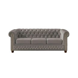 S-STYLE Chesterfield Einzelsofa Cleo Blink grau Ma&szlig;e (cm): B: 203 H: 72 &raquo; M&ouml;bel Kraft