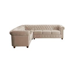 S-STYLE Chesterfield Ecksofa Cleo Blink beige Ma&szlig;e (cm): B: 264 H: 72 &raquo; M&ouml;bel Kraft