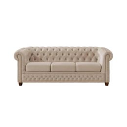 S-STYLE Chesterfield Einzelsofa Cleo Blink beige Ma&szlig;e (cm): B: 203 H: 72 &raquo; M&ouml;bel Kraft