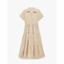 KOTON Kleid Damen Gr&ouml;&szlig;e 34 beige Winterkleid