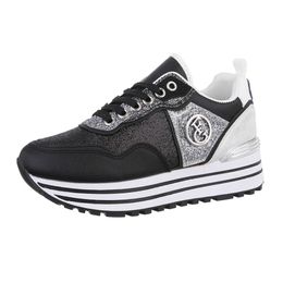 Ital-Design Sneaker low Damen Gr&ouml;&szlig;e 41 schwarz / silber / wei&szlig;