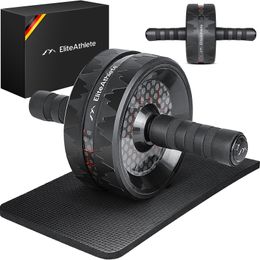 EliteAthlete&reg; Bauchroller Bauchmuskeltrainer - AB Roller - Bauchtrainer f&uuml;r Zuhause - Bauch Weg - Abdominal Trainer - AB Wheel inkl. gepolsterter Kniematte - Rot
