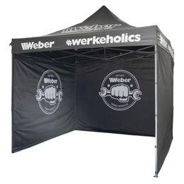 Weber #Werkeholics Easy-Up Zelt 3 x 3 m Pavillon inkl. 3 Seitenw&auml;nde schwarz