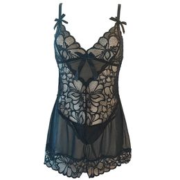 Organza Lingerie Negligee 'Spitzenneglig&eacute;' female Black size S