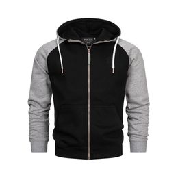 INDICODE Jeans Zip-Up Hoodie 'Pulko' male Black size XL
