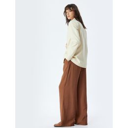 KOTON Pleat-Front Pants female Brown size 46
