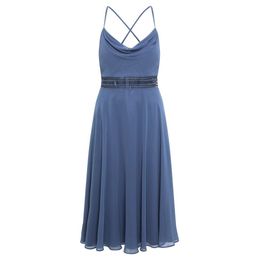 Vera Mont Cocktailkleid mit Wasserfallausschnitt Damen Gr&ouml;&szlig;e 32 blau