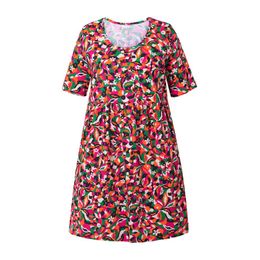 Ulla Popken Kleid Damen Gr&ouml;&szlig;e 66/68 koralle / rosa / schwarz Winterkleid