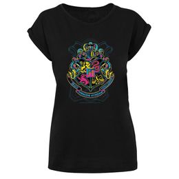 F4NT4STIC Shirt 'Harry Potter Neon Hogwarts Crest' female Black size L