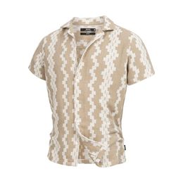 INDICODE Jeans Button Up Shirt 'Cosby' male Beige, White size S