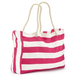 Vivance By Lascana Shopper Damen Gr&ouml;&szlig;e One Size dunkelpink / wei&szlig;