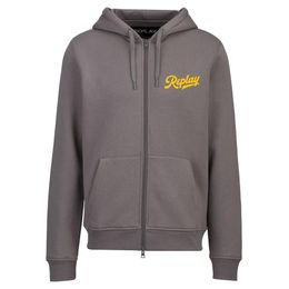 Replay Zip-Up Hoodie male Grey size XL