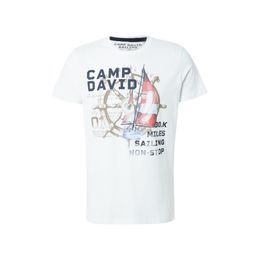CAMP DAVID T-Shirt Herren Gr&ouml;&szlig;e S nachtblau / braun / orangerot / wollwei&szlig;