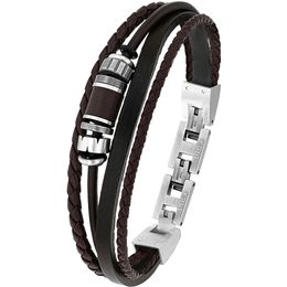 s.Oliver Lederarmband Herren Gr&ouml;&szlig;e One Size braun / schwarz / silber