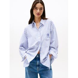 Tommy Jeans Bluse Damen Gr&ouml;&szlig;e XL blau / taubenblau / wei&szlig;