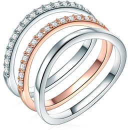 Rafaela Donata Ring Damen Gr&ouml;&szlig;e 62 rosegold / silber / transparent