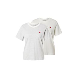 Jacqueline de Yong JDY T-Shirt 'JDYPISA' Damen Gr&ouml;&szlig;e XS grau / rot / wei&szlig;