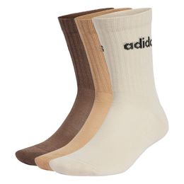 adidas Performance Athletic Socks 'Linear Crew Cushioned 3 Pairs' male size 37/39 Cream / Chocolate / Umbra