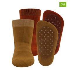 Ewers 2er-Set: ABS-Socken Rot/ Ocker - 50% | Gr&ouml;&szlig;e 16/17 | Babysocken-strumpfhosen