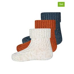 Ewers 3er-Set: Socken in Wei&szlig;/ Orange/ Blau - 46% | Gr&ouml;&szlig;e 18/19 | Babysocken-strumpfhosen