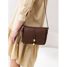 Pia Sassi Leder-Umh&auml;ngetasche "Monte Avella" in Braun - (B)25 x (H)23 x (T)7 cm - 73% | Damen-taschen