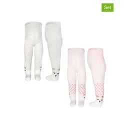 Ewers 2er-Set: Strumpfhosen in Wei&szlig;/ Rosa - 42% | Gr&ouml;&szlig;e 68 | Babysocken-strumpfhosen