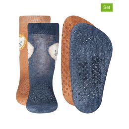 Ewers 2er-Set: ABS-Socken "L&ouml;we" in Orange/ Dunkelblau - 46% | Gr&ouml;&szlig;e 18/19 | Babysocken-strumpfhosen