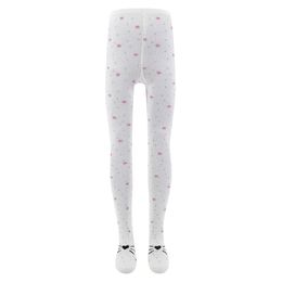 MaxiMo Strumpfhose "Katze" in Wei&szlig;/ Rosa - 47% | Gr&ouml;&szlig;e 110 | Babysocken-strumpfhosen