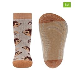 Ewers 2er-Set: ABS-Socken "SoftStep Igel" in Hellbraun - 49% | Gr&ouml;&szlig;e 31-34 | Babysocken-strumpfhosen