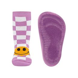 Ewers ABS-Socken "SoftStep Karo/Smile" in Lila - 29% | Gr&ouml;&szlig;e 19/20 | Babysocken-strumpfhosen