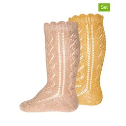 Ewers 2er-Set: Kniestr&uuml;mpfe in Beige/ Gelb - 50% | Gr&ouml;&szlig;e 27-30 | Babysocken-strumpfhosen