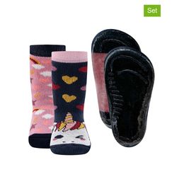 Ewers 2er-Set: ABS-Socken in Dunkelblau/ Rosa - 41% | Gr&ouml;&szlig;e 31-34 | Babysocken-strumpfhosen