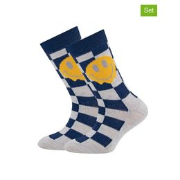 Ewers 2er-Set: Socken "Karo/ Smile" in Dunkelblau/ Creme - 40% | Gr&ouml;&szlig;e 27-30 | Babysocken-strumpfhosen