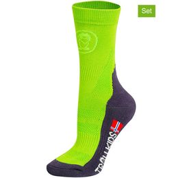 Trollkids 2er-Set: Trekkingsocken "Mid Cut Socks II" in Neongr&uuml;n - 34% | Gr&ouml;&szlig;e 23-26 | Kinder-outdoor-waesche