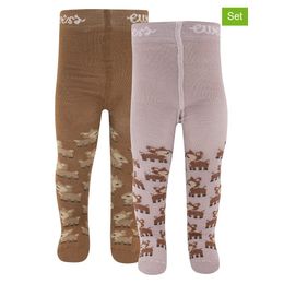 Ewers 2er-Set: Strumpfhosen in Rosa/ Hellbraun - 43% | Gr&ouml;&szlig;e 74 | Babysocken-strumpfhosen