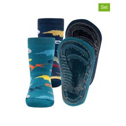 Ewers 2er-Set: ABS-Socken "Dinos" in Dunkelblau/ T&uuml;rkis - 50% | Gr&ouml;&szlig;e 23/24 | Babysocken-strumpfhosen